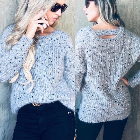 And The Why | Sweaters | Last Grey Lurex Thread Soft Cutout Back ...